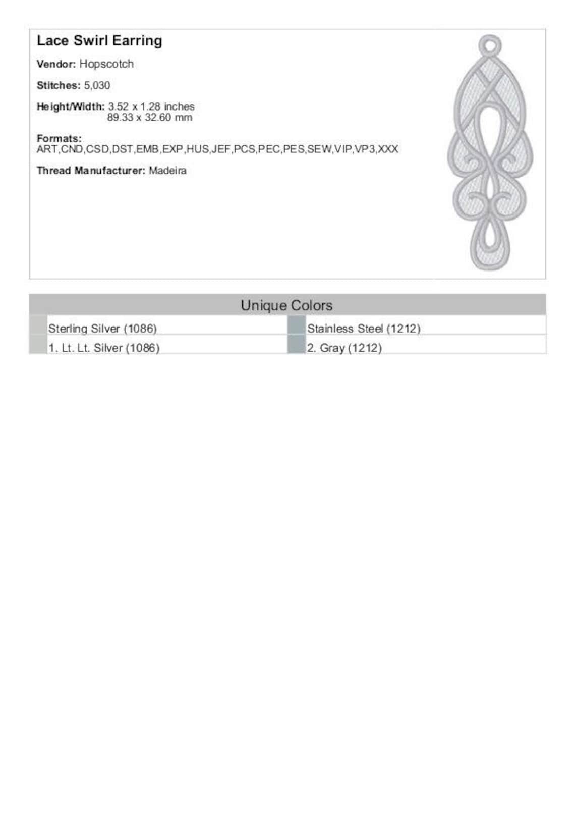 FSL Earring - Machine Embroidery Design, Freestanding Lace Earring ...