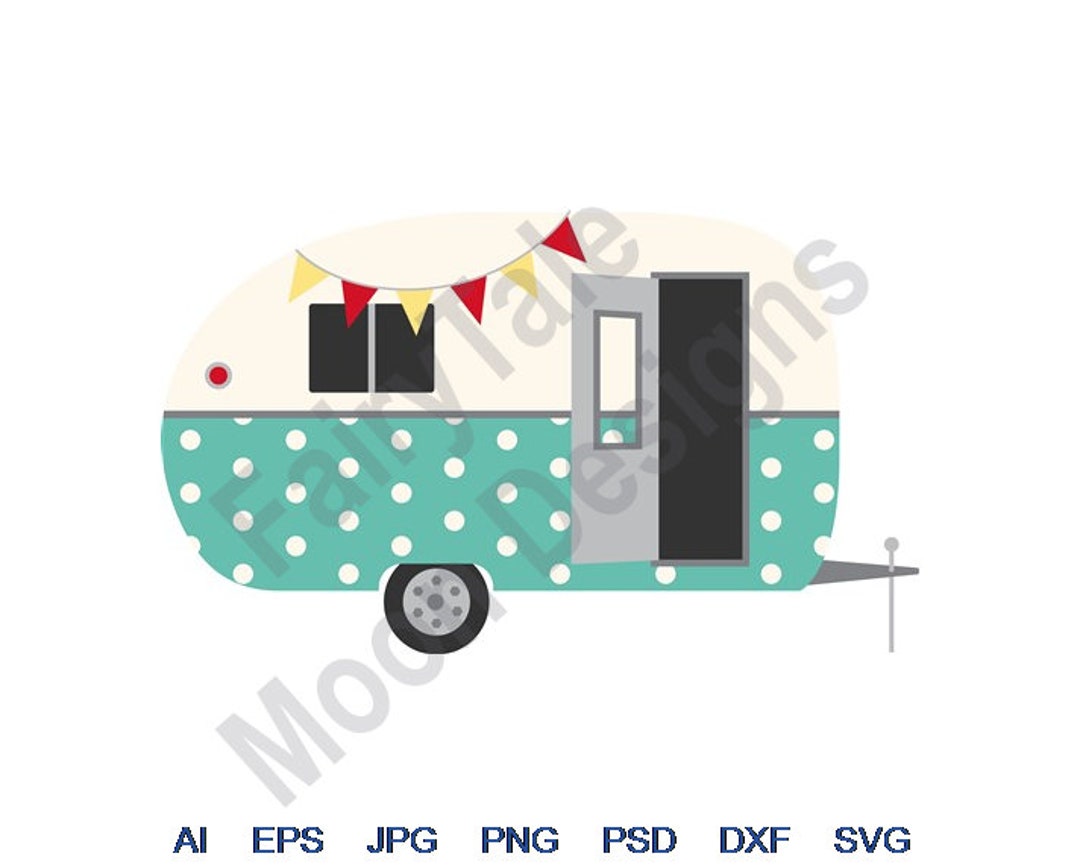 Retro Camper - Svg, Dxf, Eps, Png, Jpg, Vector Art, Clipart, Cut File ...