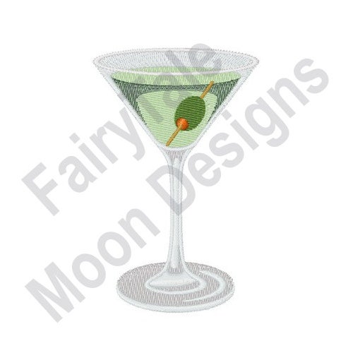 Retro Cocktail Machine Embroidery Design Martini Glass - Etsy