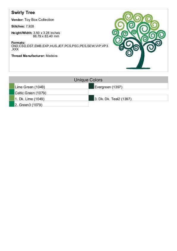 Swirly Tree Machine Embroidery Design Tree Outline - Etsy