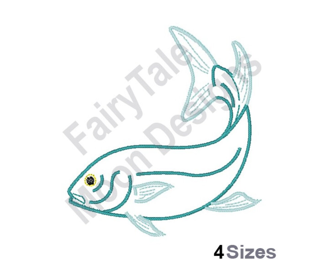 Fish Outline Machine Embroidery Design, Trout Outline Embroidery ...