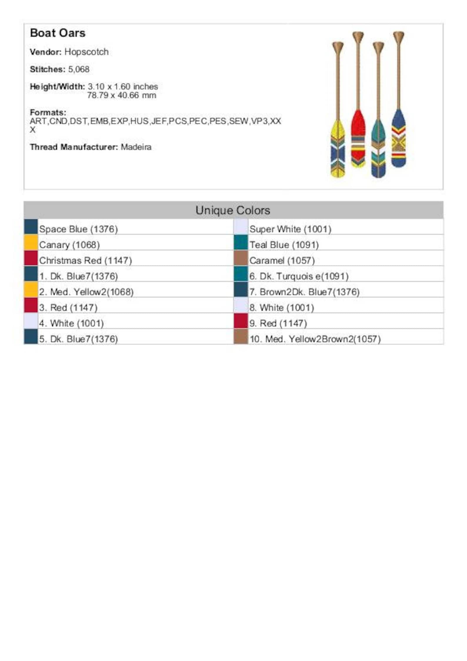 Boat Oars - Machine Embroidery Design, Nautical Painted Oars Embroidery ...