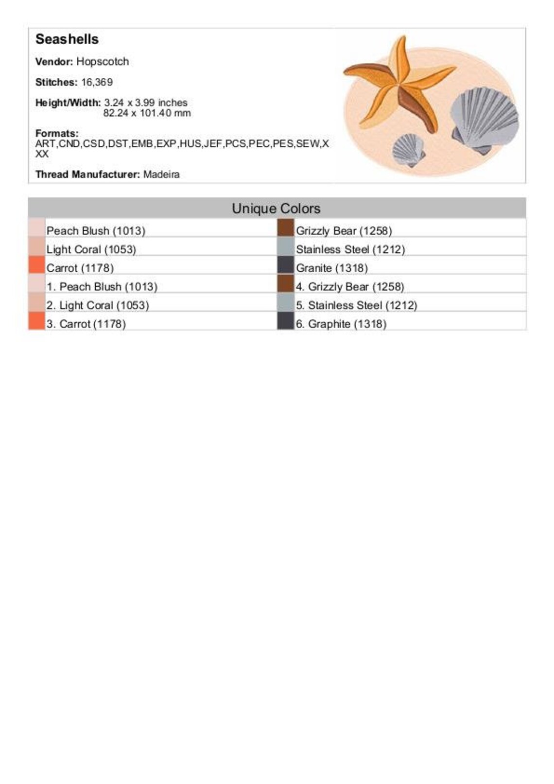 Seashells Machine Embroidery Design Starfish Embroidery - Etsy