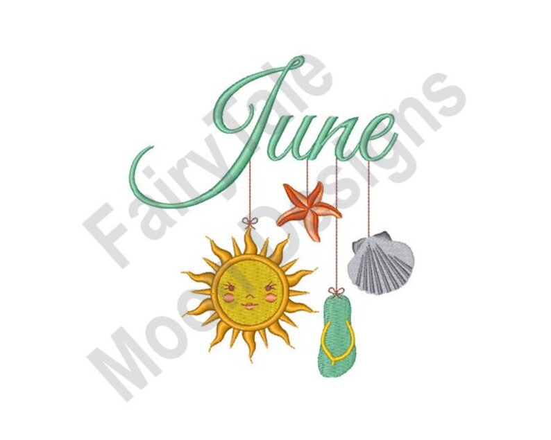 June Machine Embroidery Design Summer Month Embroidery - Etsy