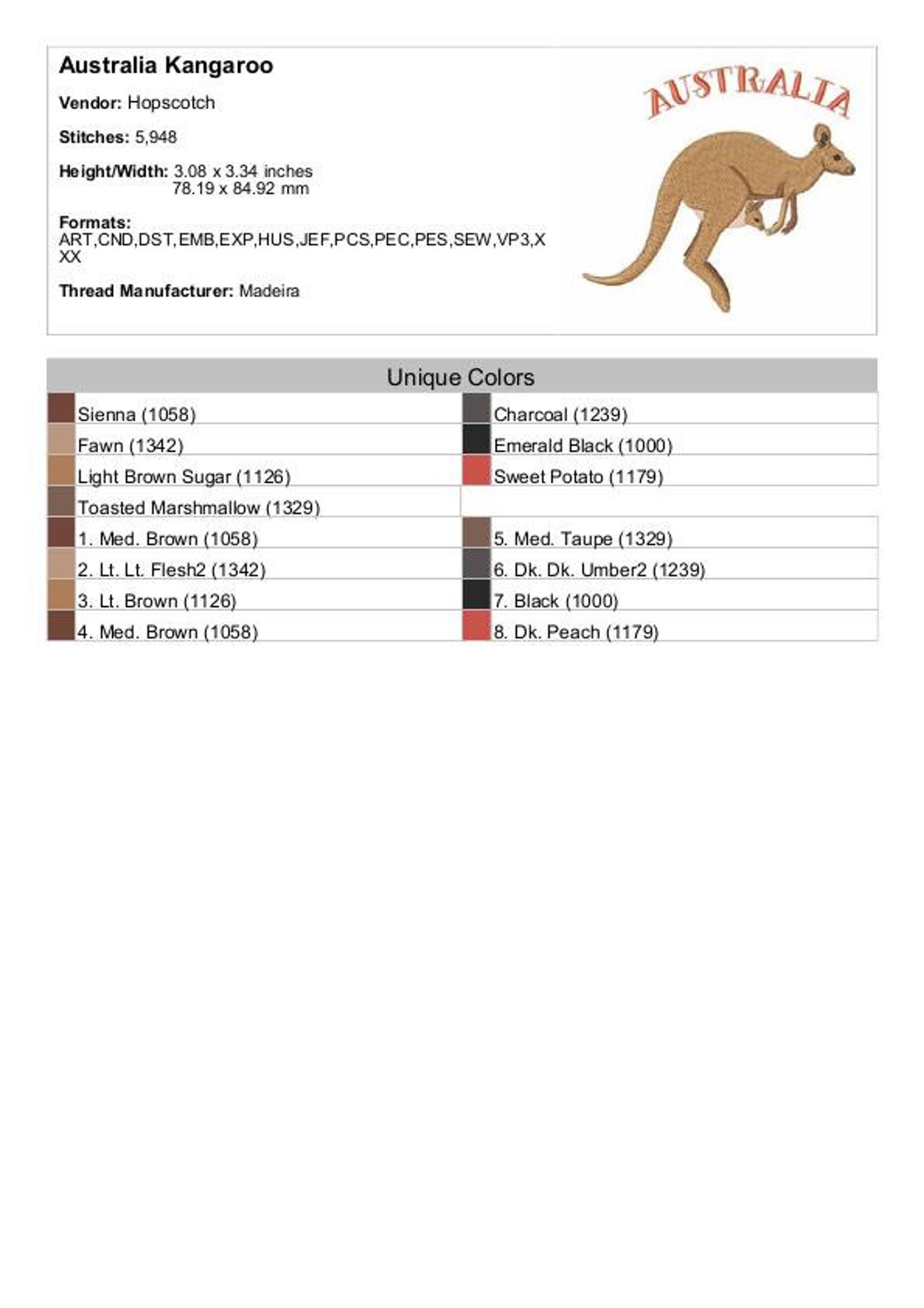 Kangaroo Machine Embroidery Design Australian Kangaroo - Etsy