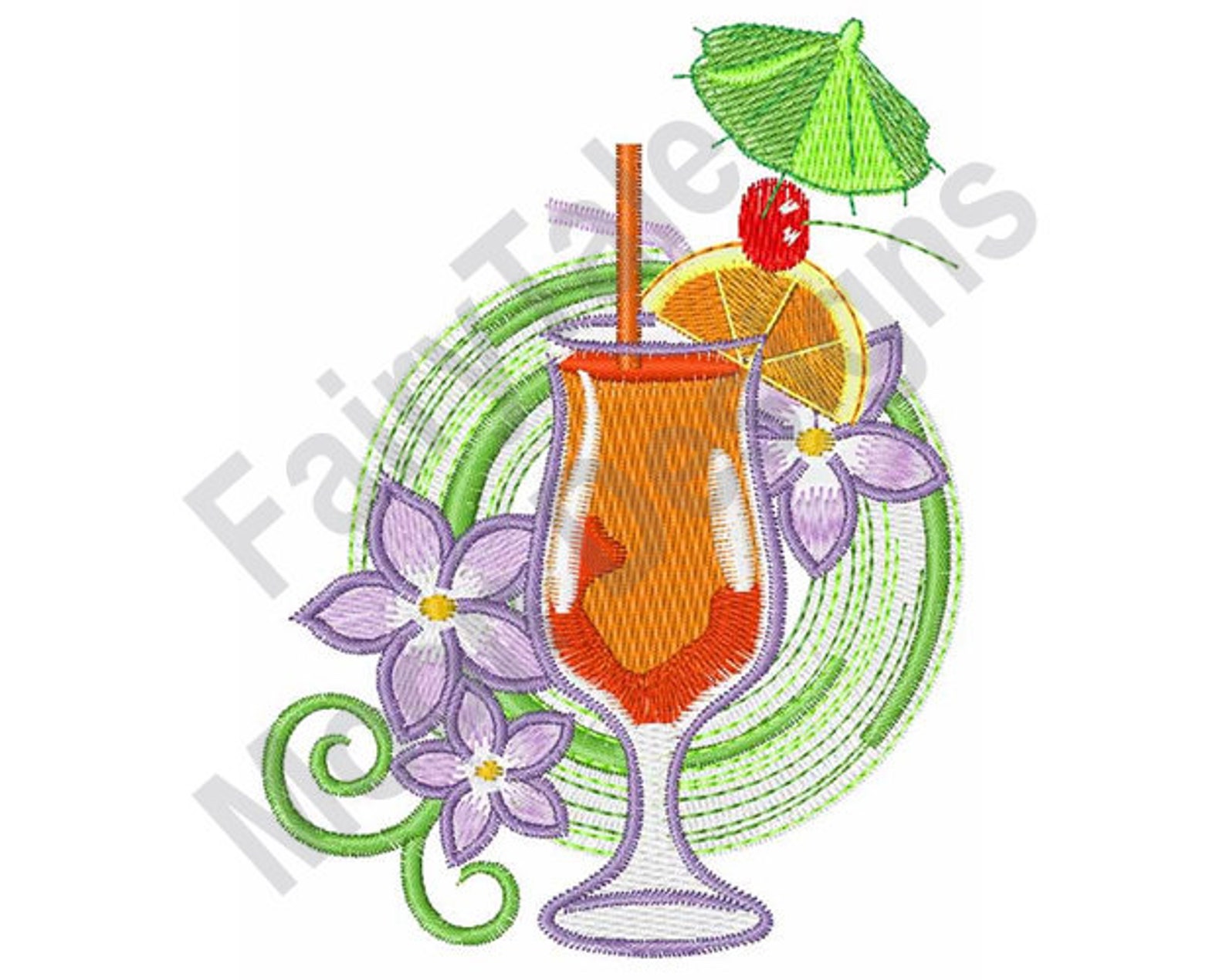 Exotic Cocktail - Machine Embroidery Design, Tequila Sunrise Embroidery ...