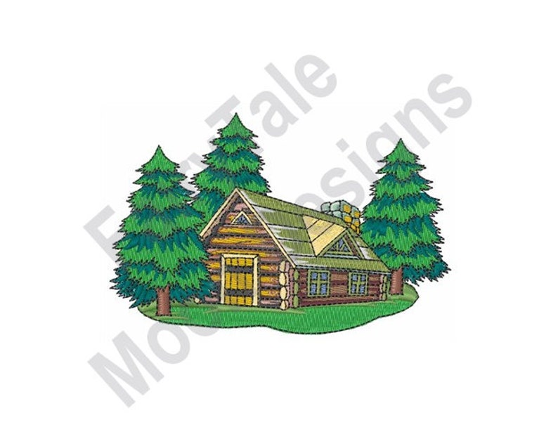 Log Cabin - Machine Embroidery Design, Rustic Cabin Embroidery Pattern ...