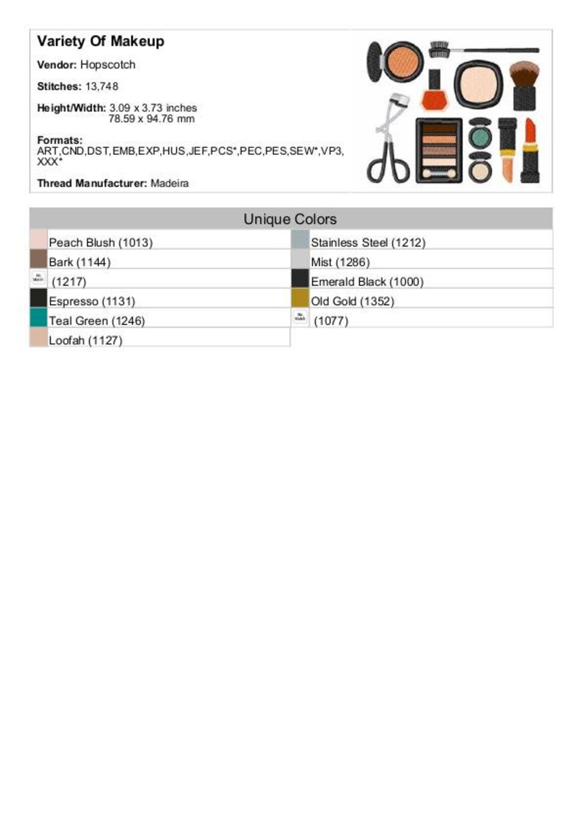 Variety of Makeup Machine Embroidery Design Women's - Etsy