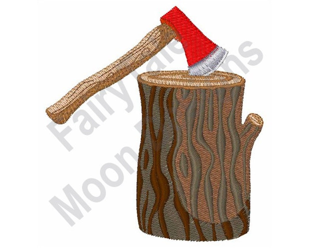 Axe in Log - Machine Embroidery Design, Splitting Wood Log Embroidery ...