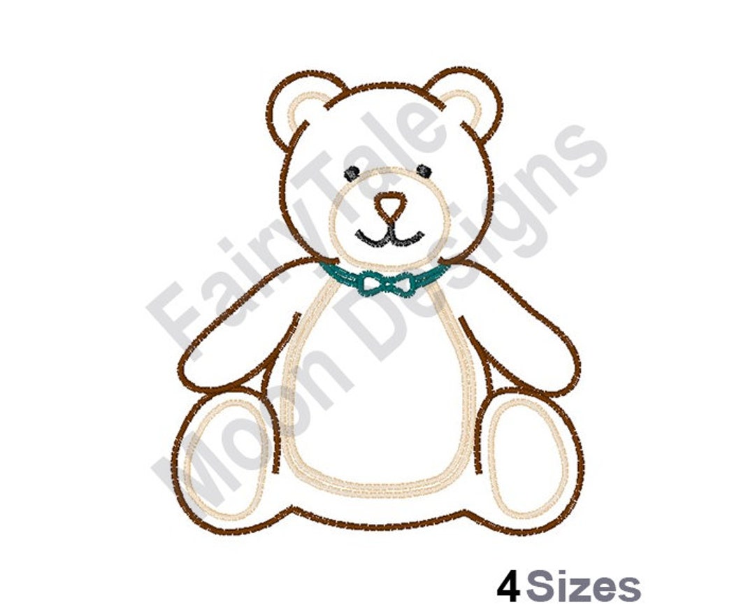 Teddy Bear Outline - Machine Embroidery Design, Sitting Teddy Bear ...