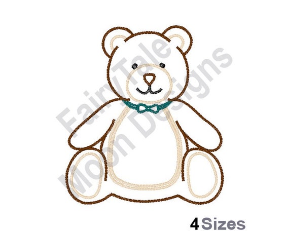 Teddy Bear Outline Machine Embroidery Design Sitting Teddy | Etsy