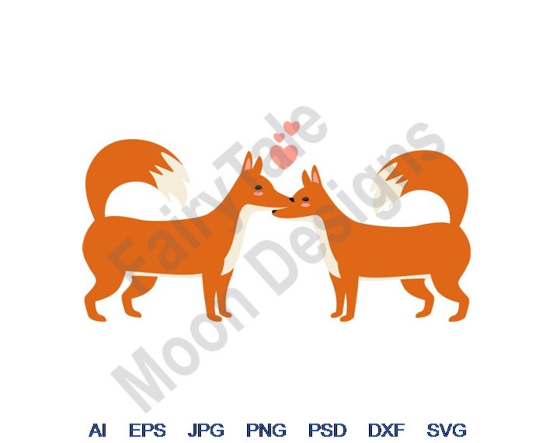 Foxes in Love - Svg, Dxf, Eps, Png, Jpg, Vector Art, Clipart, Cut File ...