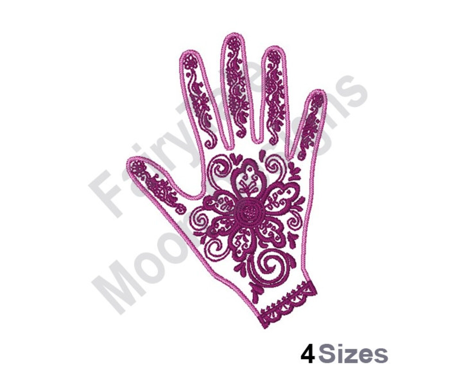 Henna Hand Machine Embroidery Design Hand Skin Decoration | Etsy