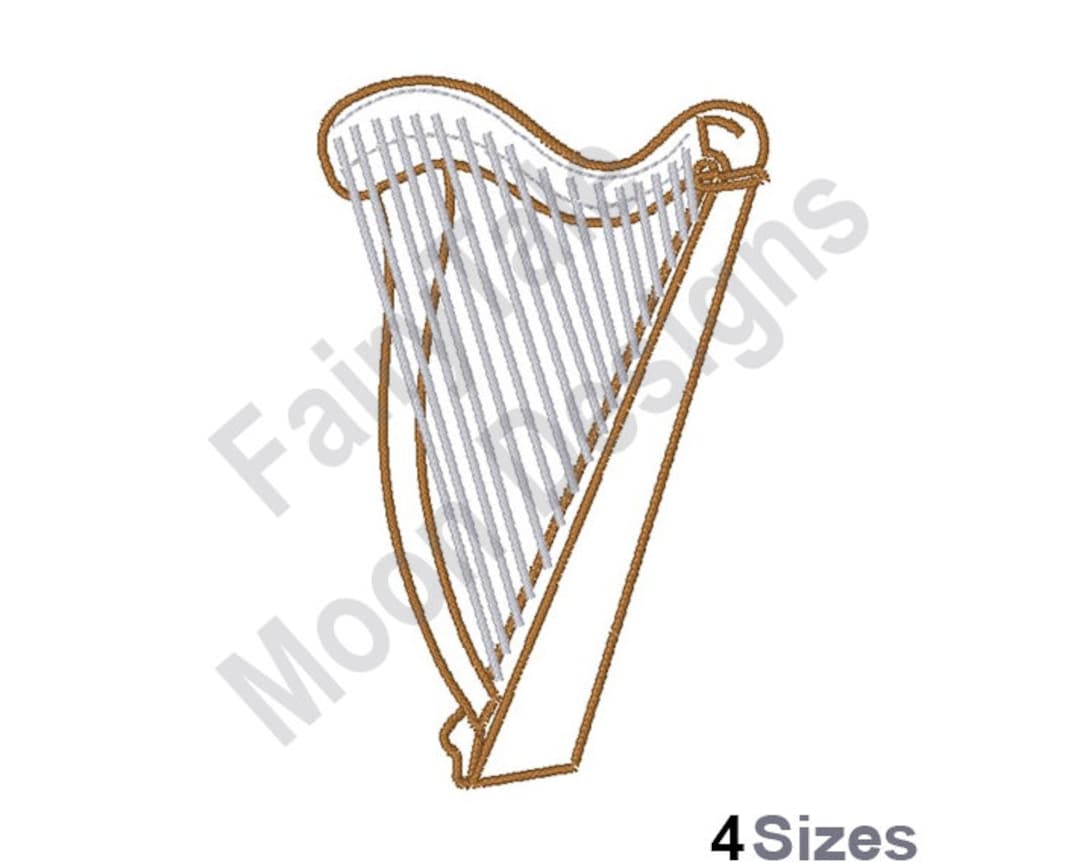 Harp Outline - Machine Embroidery Design, Celtic Harp Embroidery ...