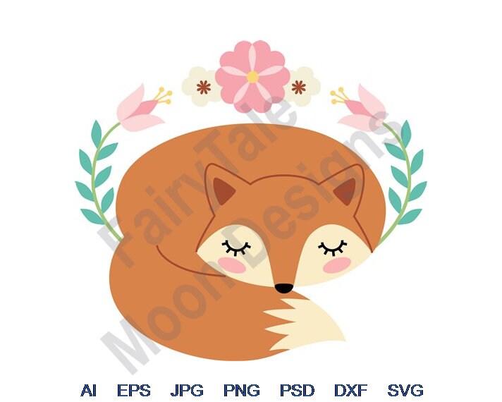 Schlafender Fuchs Svg Dxf Eps Png Jpg Vector Art | Etsy