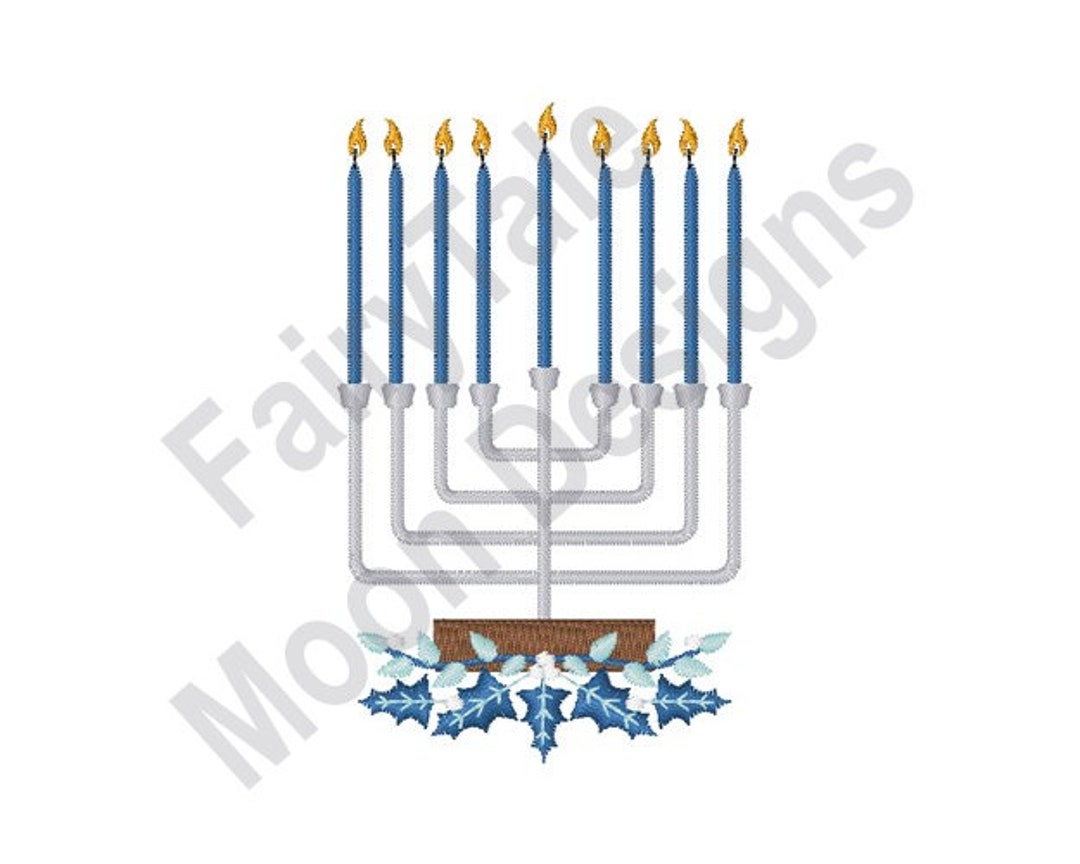 Hanukkah Menorah Machine Embroidery Design, Chanukiah Embroidery ...