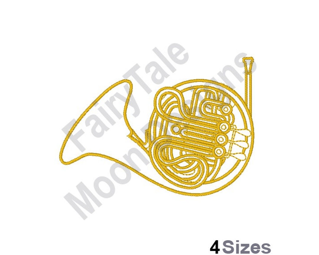 French Horn - Machine Embroidery Design, Musical Brass Instrument ...