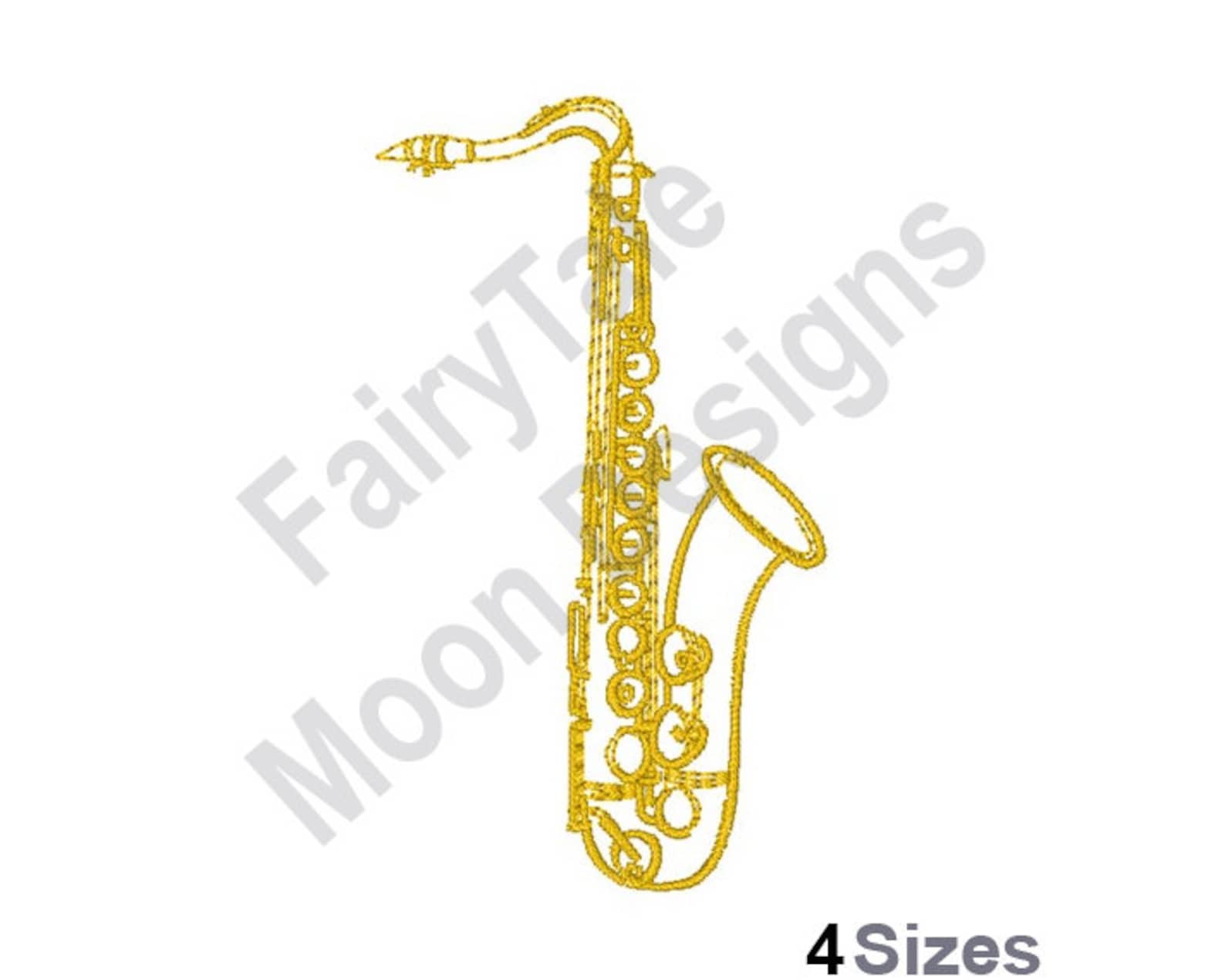 Saxophone - Machine Embroidery Design, Sax Outline Embroidery Pattern ...