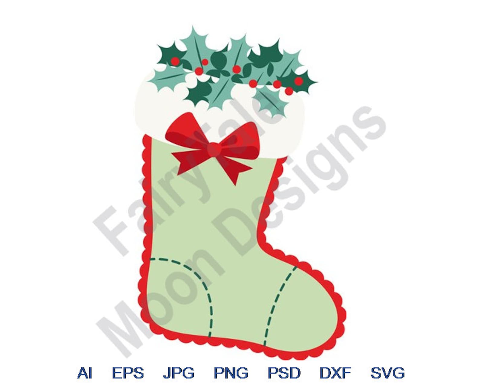 Christmas Stocking Svg Dxf Eps Png Jpg Vector Art - Etsy