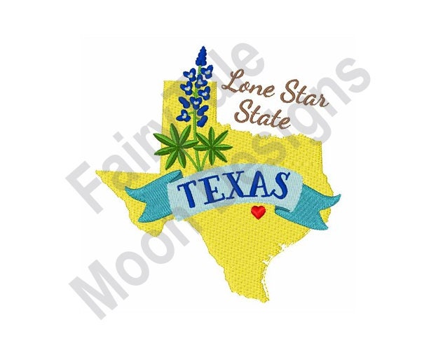 Texas State Map Machine Embroidery Design Texas the Lone - Etsy