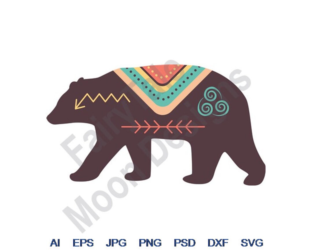 Tribal Bear - Svg, Dxf, Eps, Png, Jpg, Vector Art, Clipart, Cut File ...