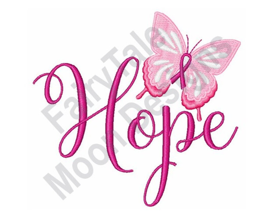 Hope Butterfly - Machine Embroidery Design, Pink Ribbon Embroidery ...