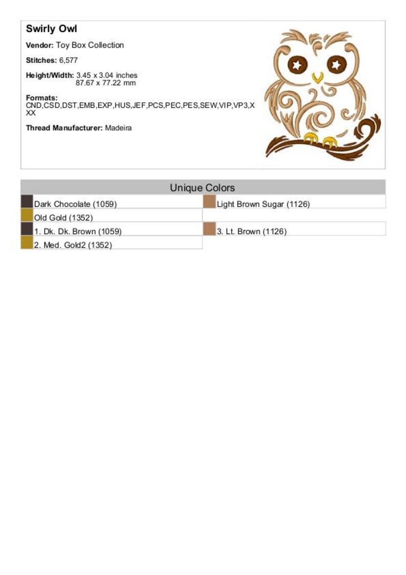 Swirly Owl Machine Embroidery Design Wise Owl Outline - Etsy