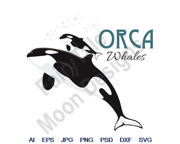 Orca Whales Svg Dxf Eps Png Jpg Vector Art Clipart - Etsy Canada