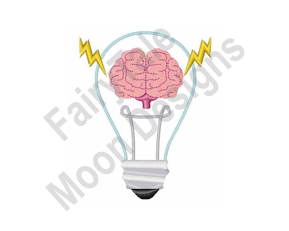 Brain Light Bulb Machine Embroidery Design Incandescent | Etsy