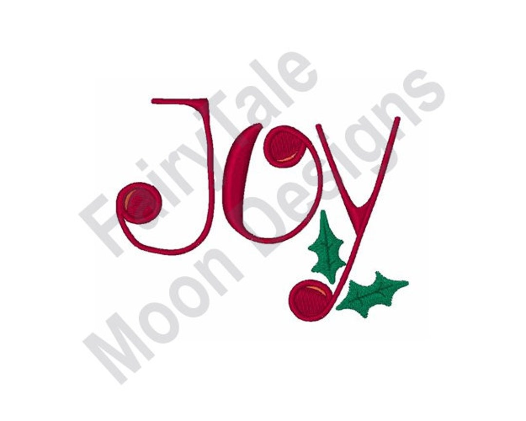 Joy Machine Embroidery Design, Christmas Holly Embroidery Pattern, Xmas ...
