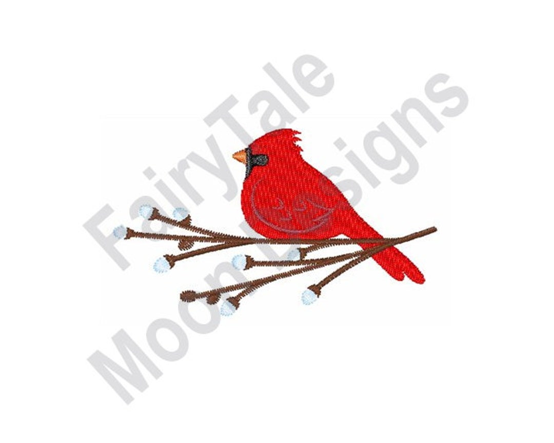Christmas Cardinal - Machine Embroidery Design, Cardinal on Tree ...