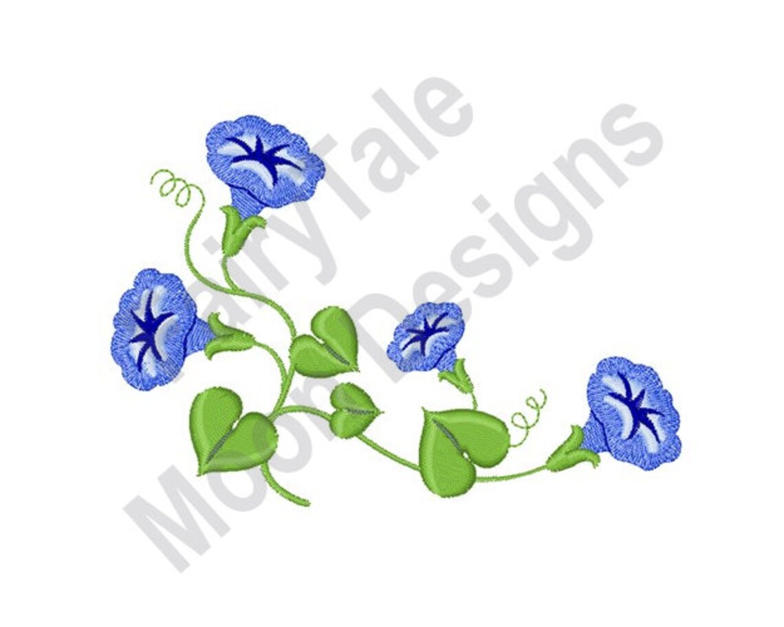Morning Glory Flowers Machine Embroidery Design Blue | Etsy