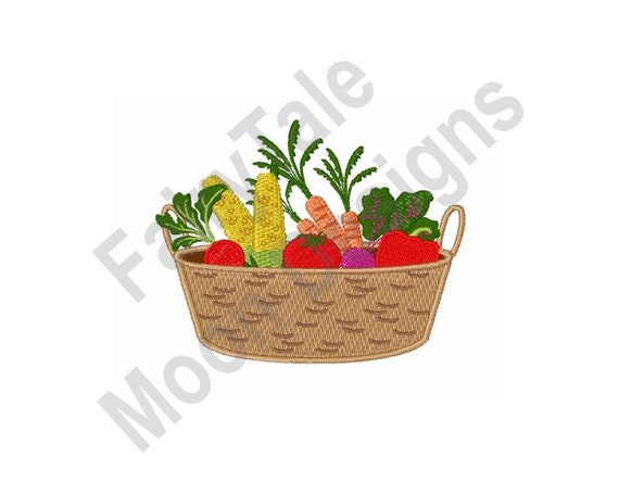 Vegetable Basket Machine Embroidery Design Carrots Corn | Etsy