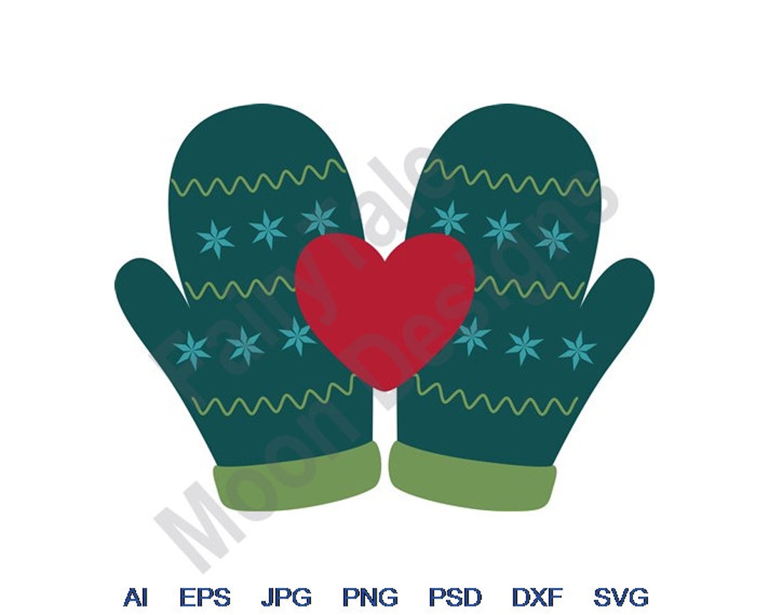 Winter Mittens - Svg, Dxf, Eps, Png, Jpg, Vector Art, Clipart, Cut File ...
