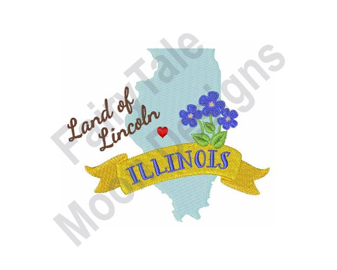 Illinois State Map Machine Embroidery Design Violet State - Etsy