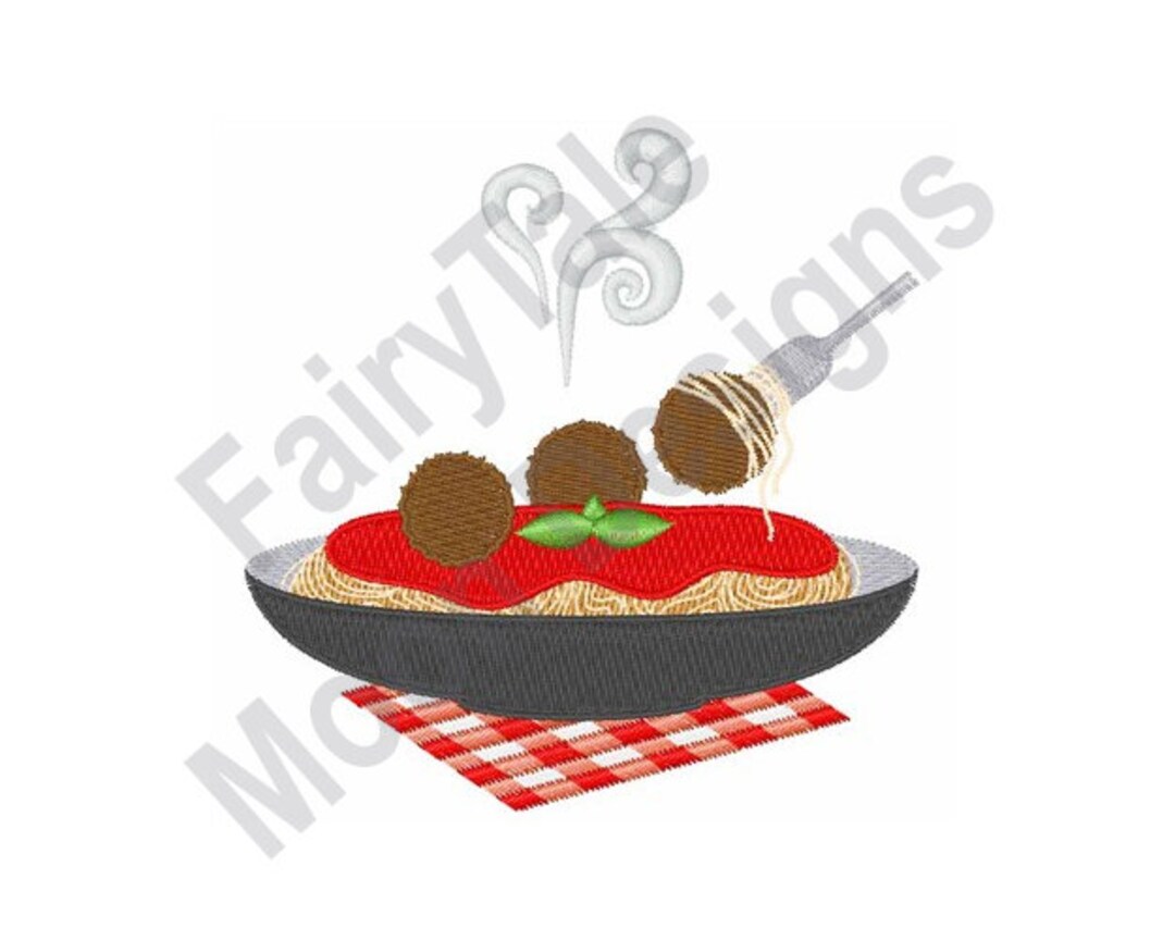 Spaghetti With Meatballs - Machine Embroidery Design, Spaghetti Dish ...
