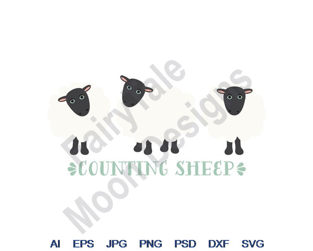 Counting Sheep Svg, Dxf, Eps, Png, Jpg, Vector Art, Clipart, Cut File ...