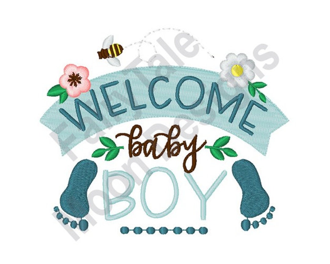 Welcome Baby Boy - Machine Embroidery Design - Etsy
