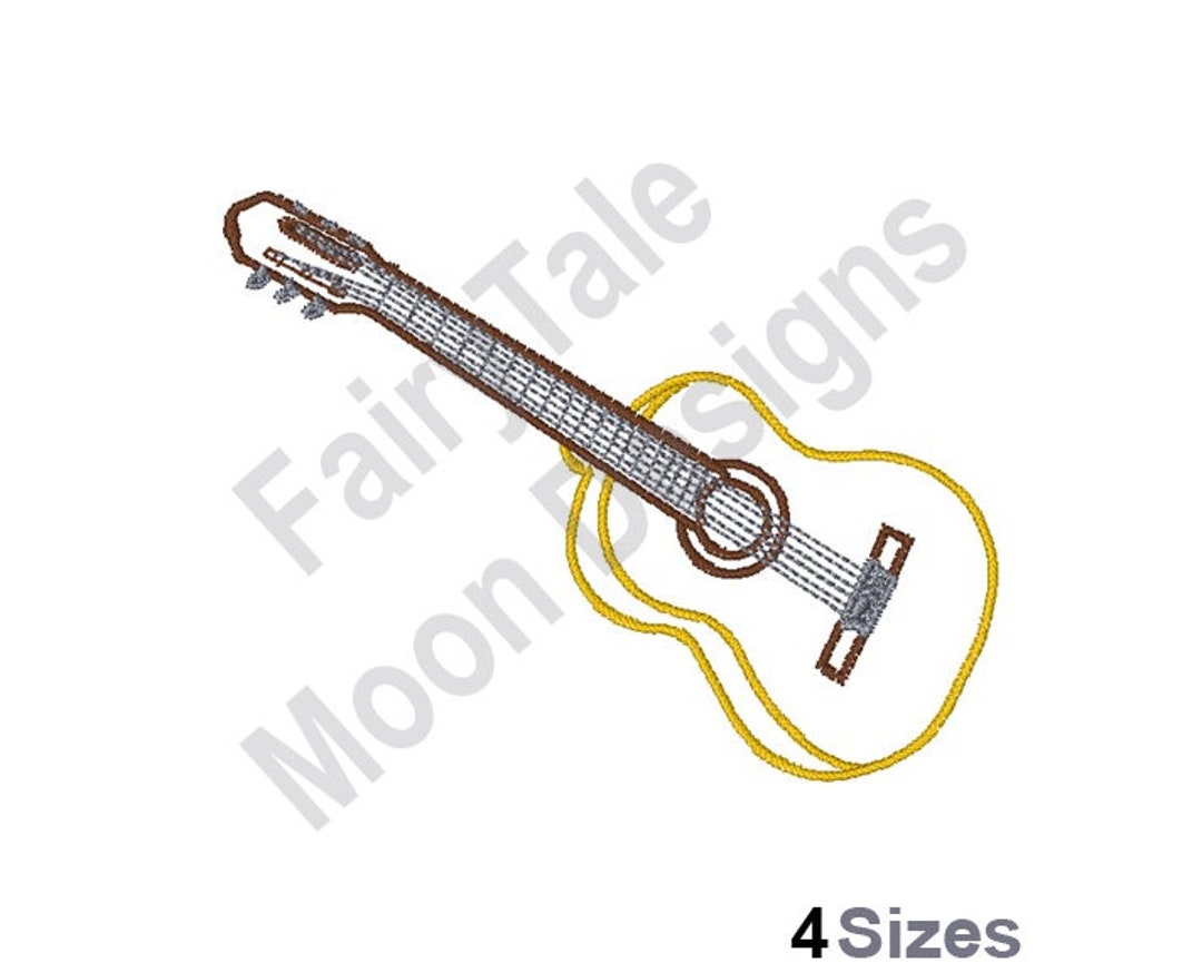 Guitar Outline - Machine Embroidery Design, Classical Guitar Embroidery ...