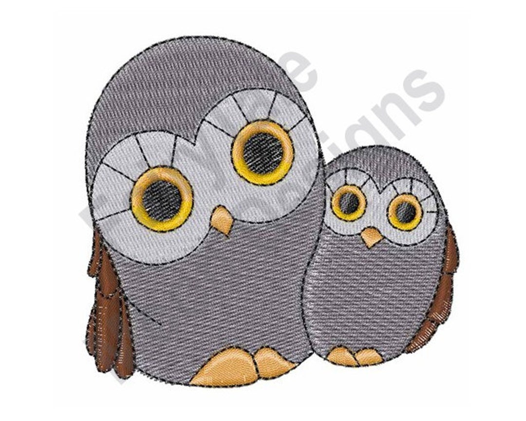 Two Owls Machine Embroidery Design, Owl Family Embroidery Pattern, Owl ...