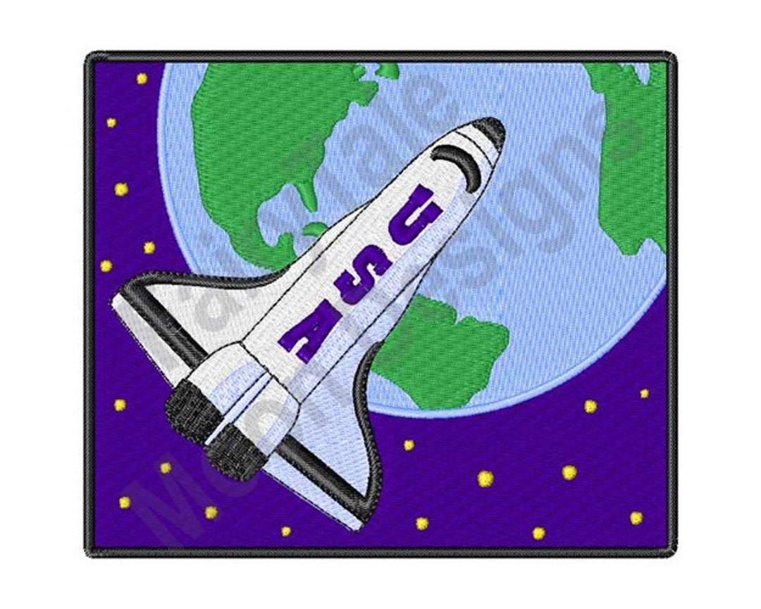Shuttle & Earth - Machine Embroidery Design, USA Spaceship Design ...