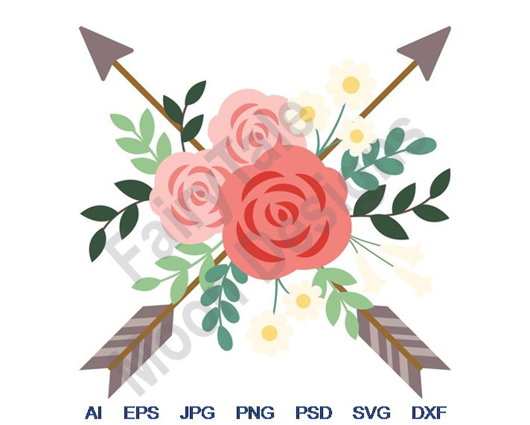 Floral Arrows - Svg, Dxf, Eps, Png, Jpg, Vector Art, Clipart, Cut File ...