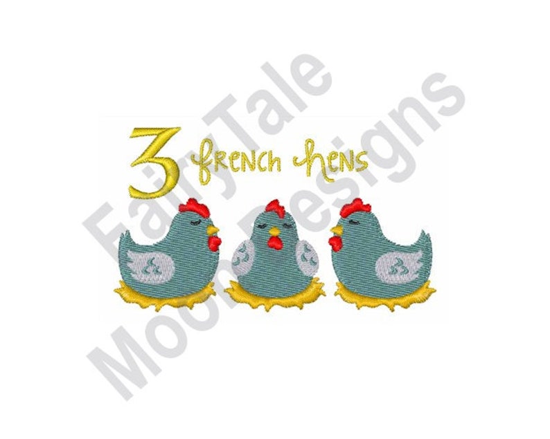 3 French Hens Machine Embroidery Design 12 Days of | Etsy