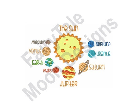 Solar System Machine Embroidery Design Sun & Planets - Etsy UK