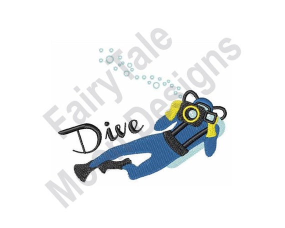 Dive Machine Embroidery Design Diver Embroidery Pattern | Etsy