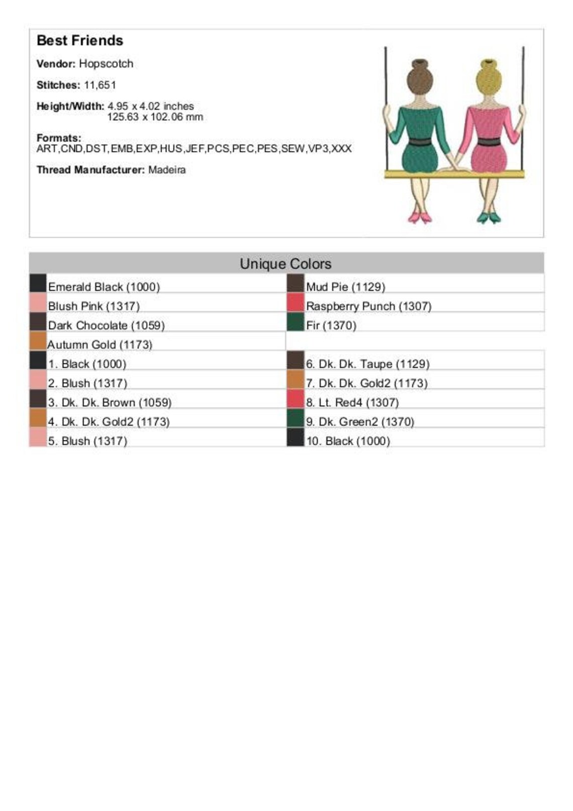 Best Friends Machine Embroidery Design Women on Swing - Etsy