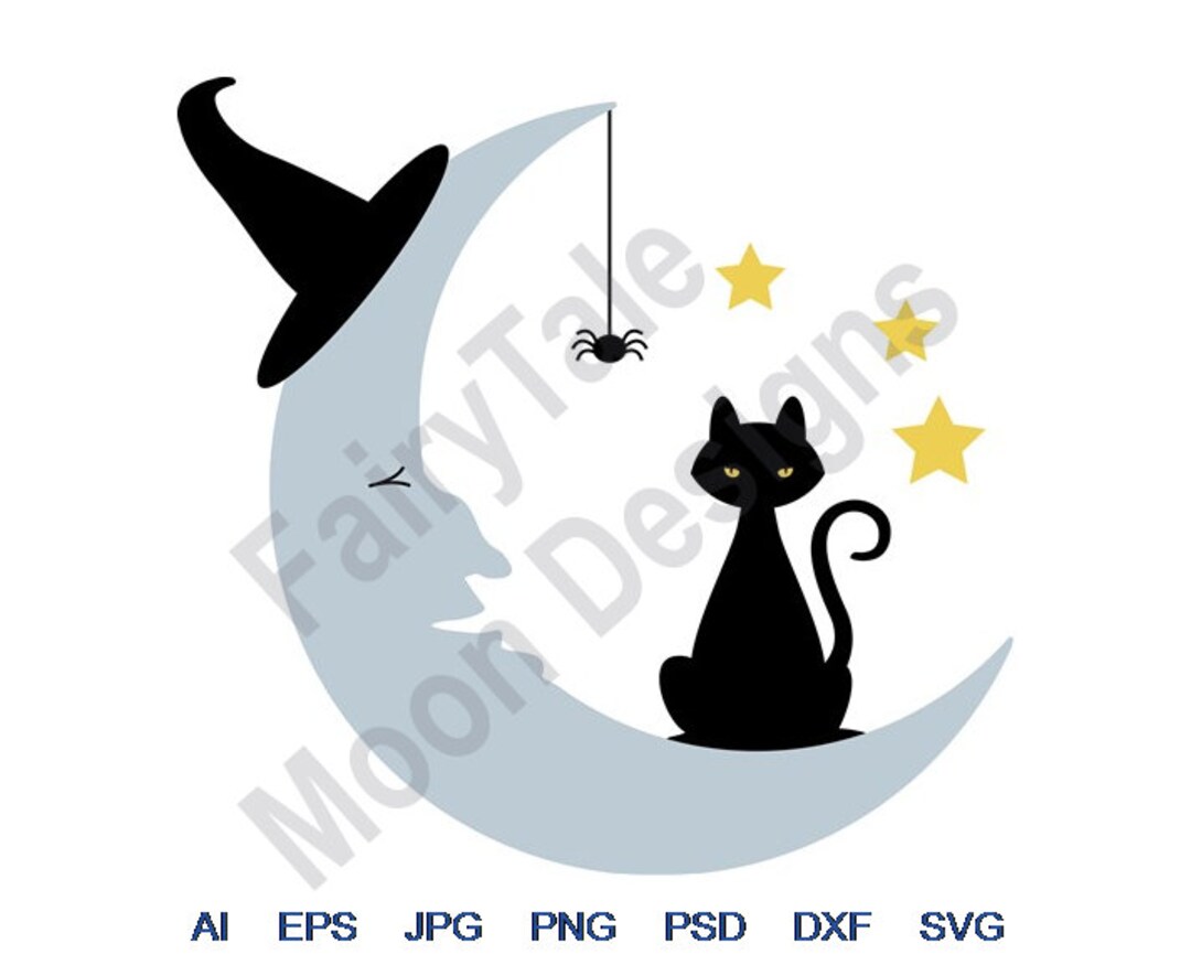 Halloween Moon Svg, Dxf, Eps, Png, Jpg, Vector Art, Clipart, Cut File ...