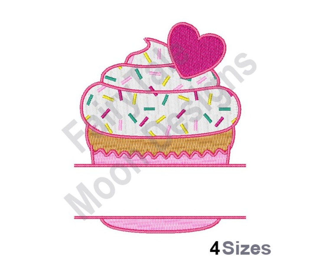 Valentine's Day Cupcake Name Drop - Machine Embroidery Design, Sweet ...
