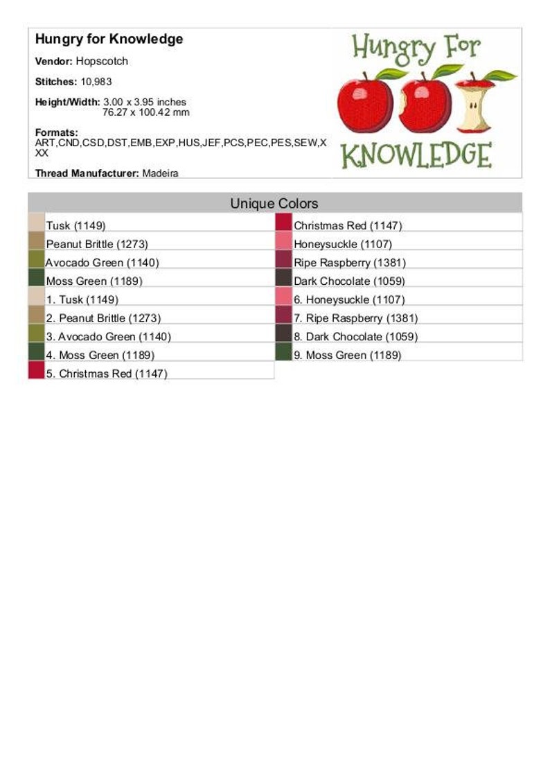 Hungry for Knowledge Machine Embroidery Design Red Apples - Etsy