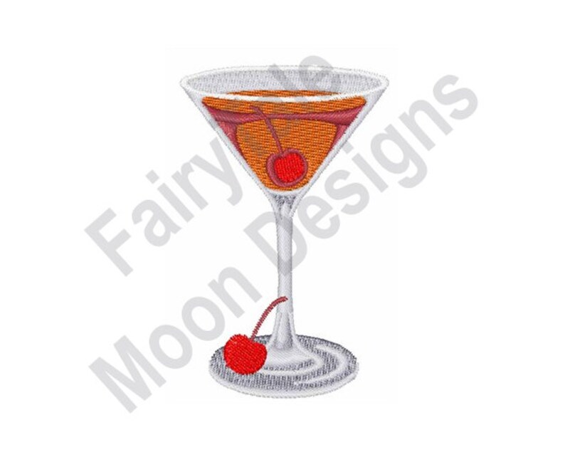 Manhattan Cocktail - Machine Embroidery Design, Old Fashioned Cocktail ...